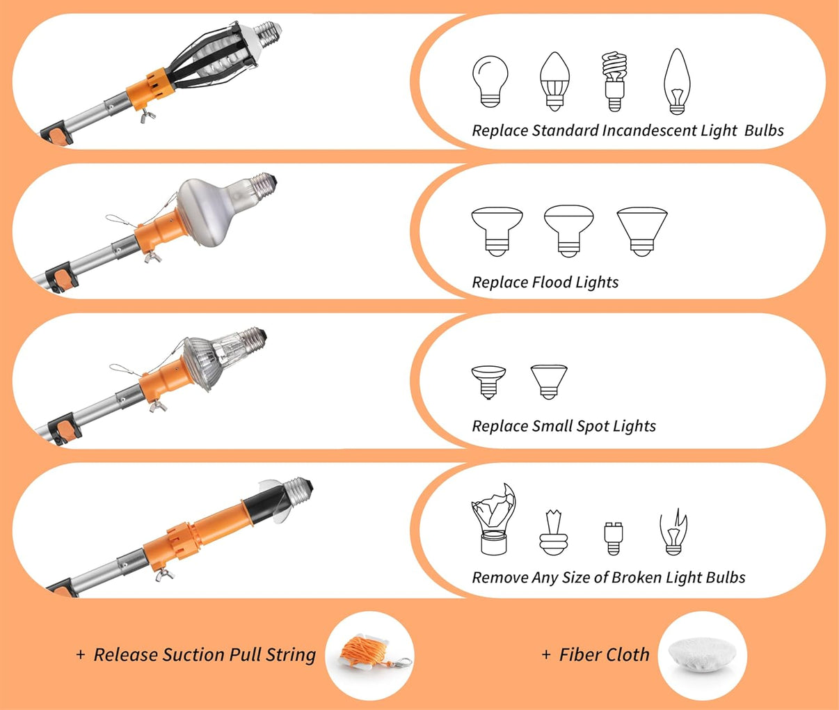 Telescopic Light Bulb Changer for High Ceilings
