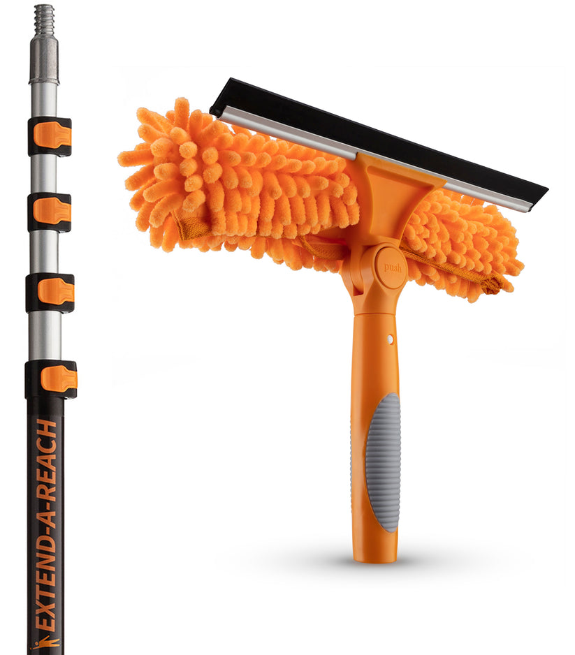 Window Washing Squeegee Kit with 18 ft Telescopic Extension Pole