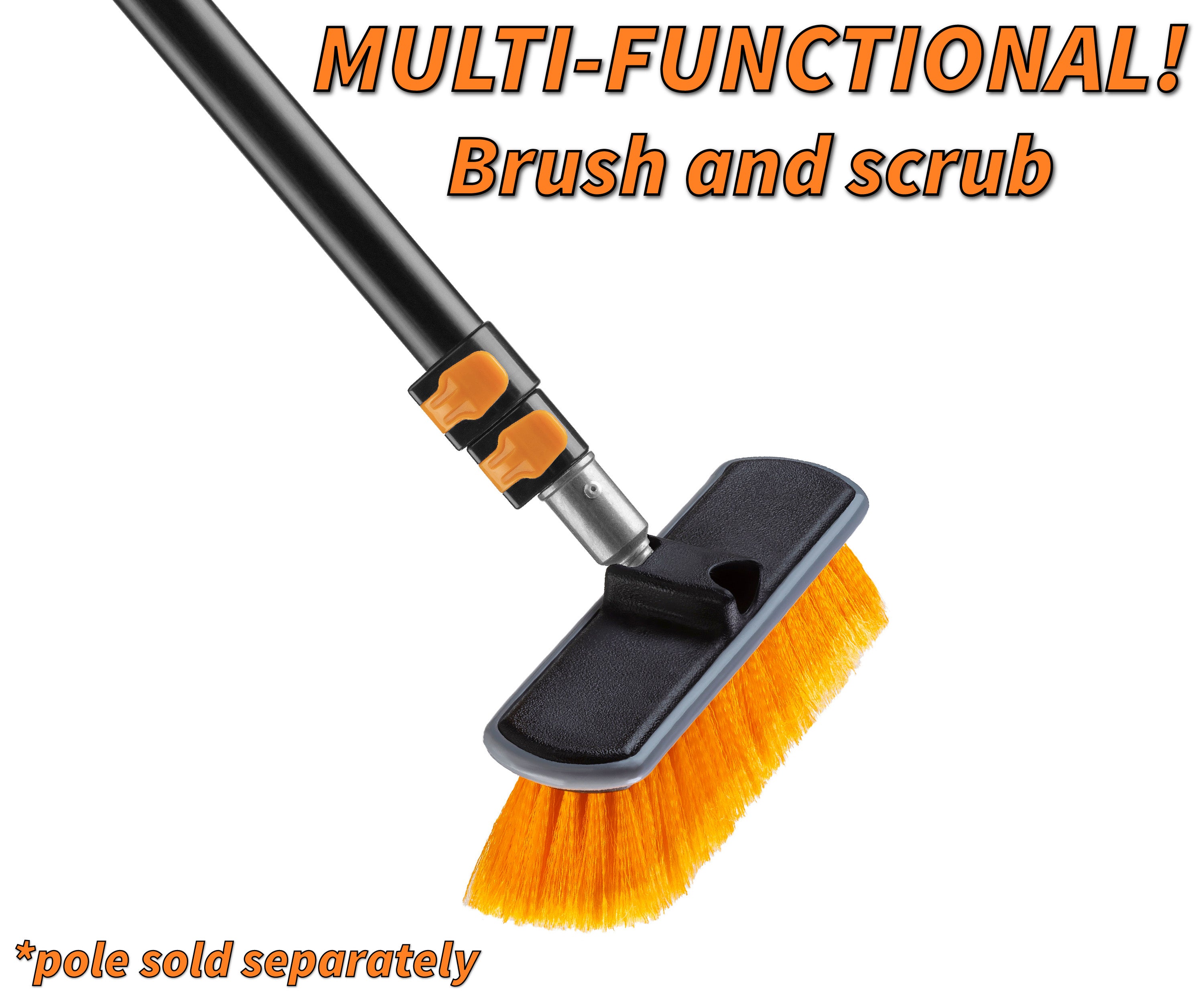 EXTEND A REACH Hard Bristle Deck Brush and Scrub Brush Attachment Pol