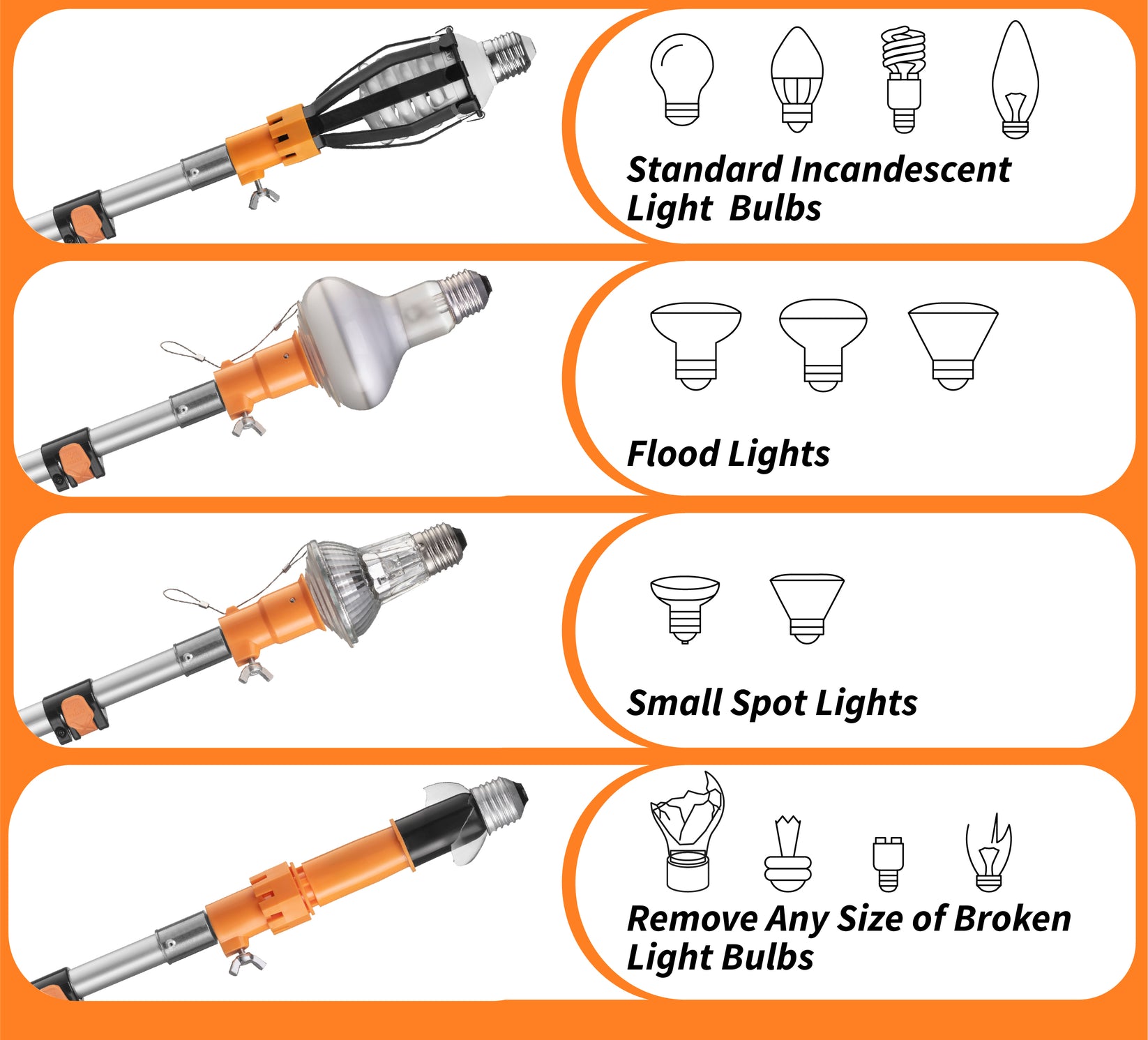 Telescopic Light Bulb Changer for High Ceilings | 12 Feet Pole